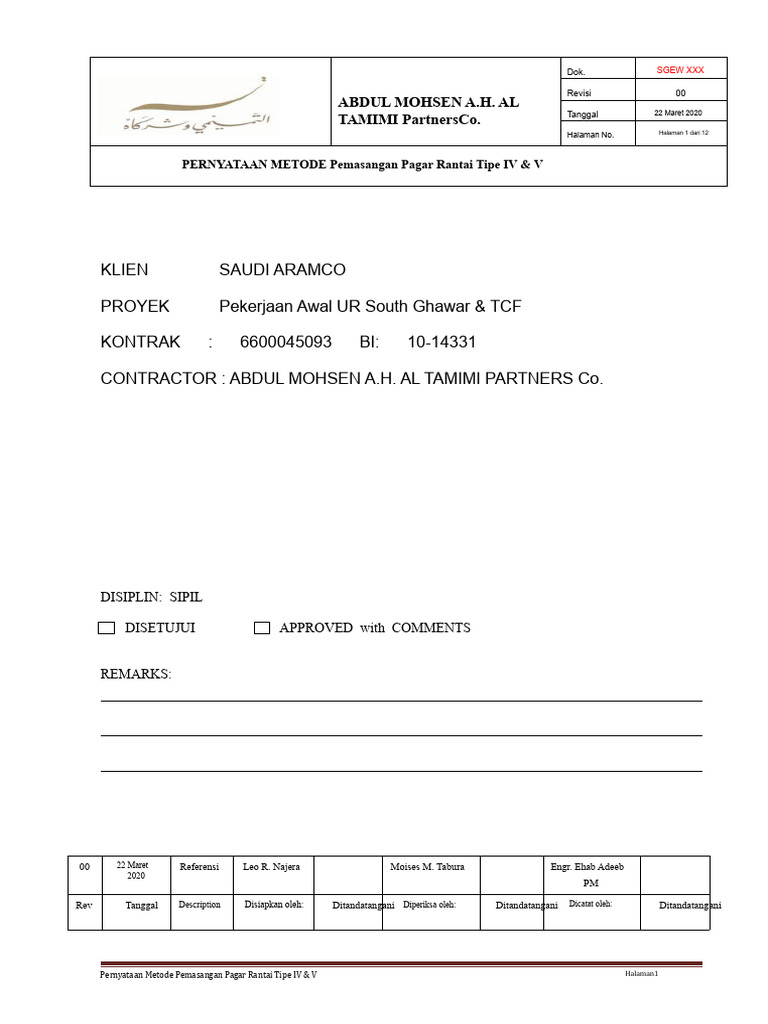 Metode Pemasangan Pagar Rantai Tipe IV & V | PDF