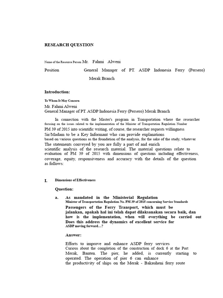 Research Question | PDF | Transport | Bus