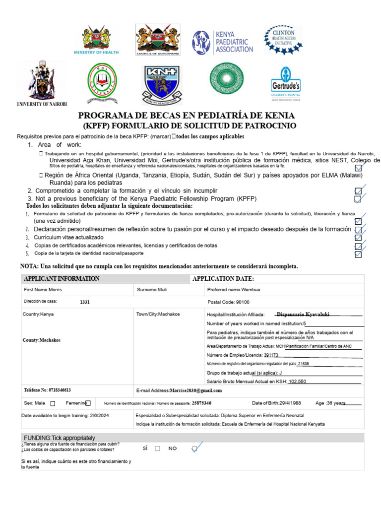 Formulario de Solicitud KPFP Fase II Aprobado | PDF | Kenia | Cuidado de la salud