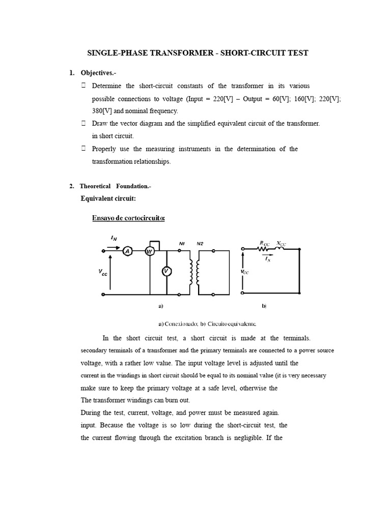 (Report No. 4) Single-Phase Transformer - Short Circuit Test | PDF ...