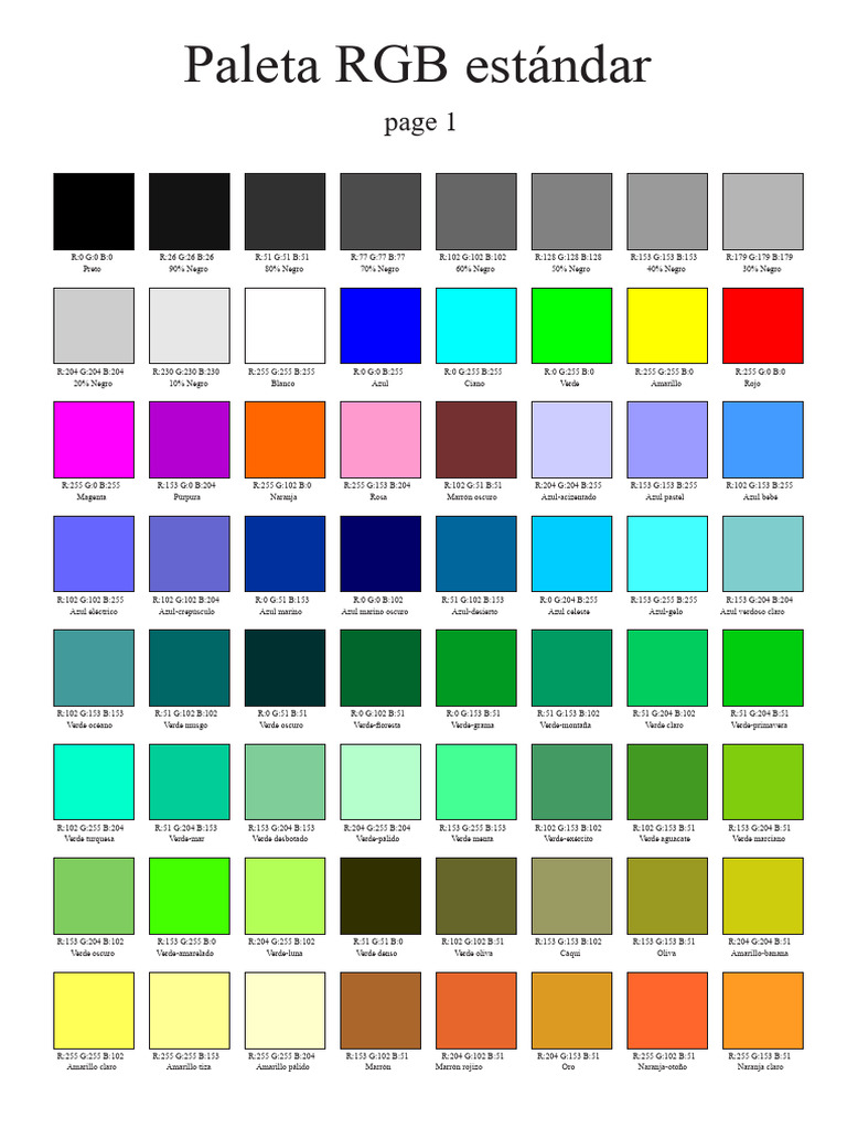 Paleta de Colores RGB | PDF | Color | Negro