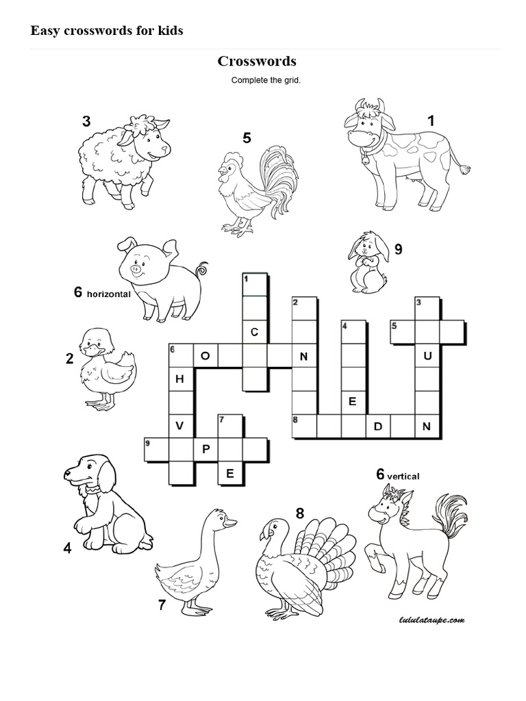 Easy Crosswords For Kids - Lulu The Mole, Free Games For Children | PDF