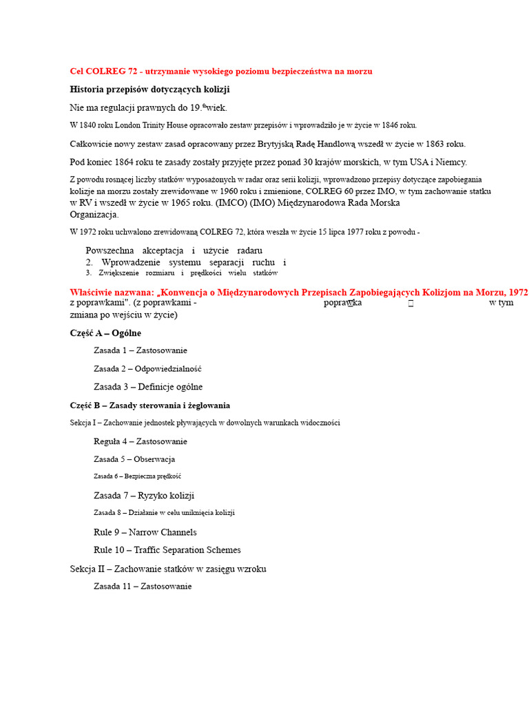 COLREG 72 Final W Trakcie. | PDF