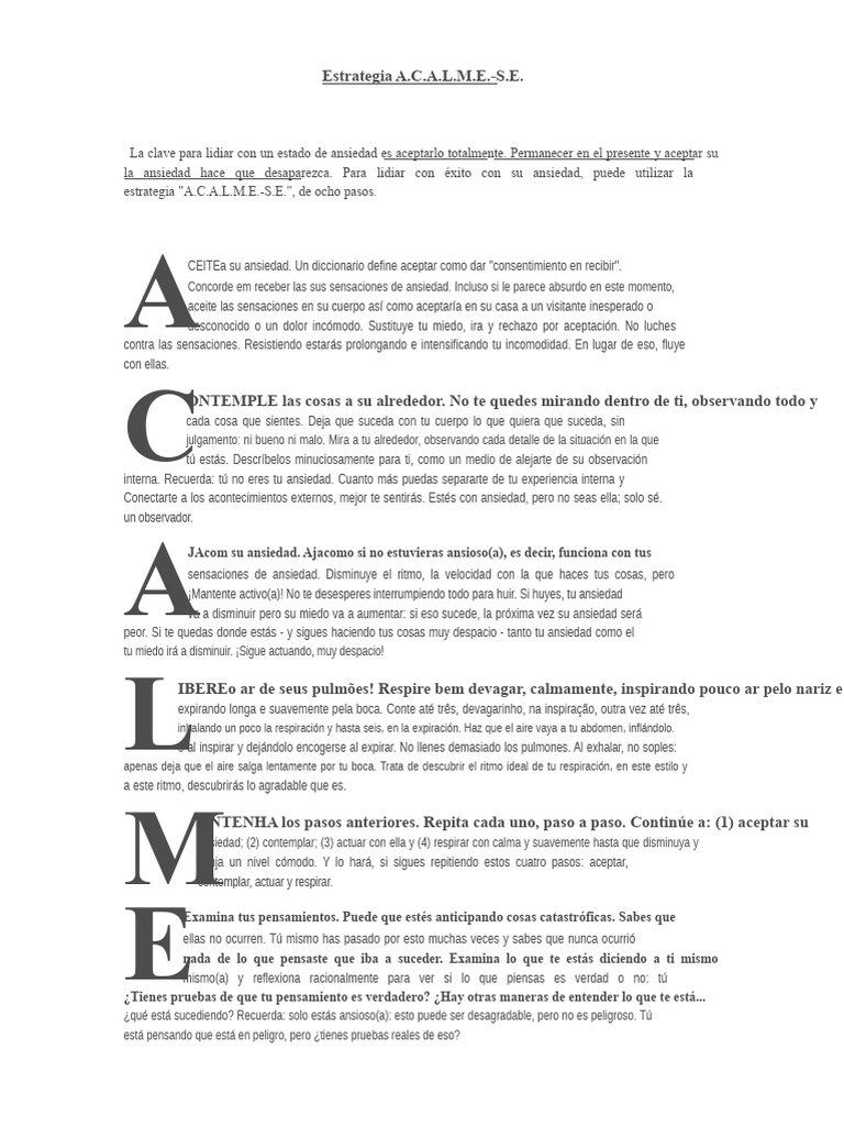 Estrategia CÁLMESE Psicoeducación | PDF | Ansiedad