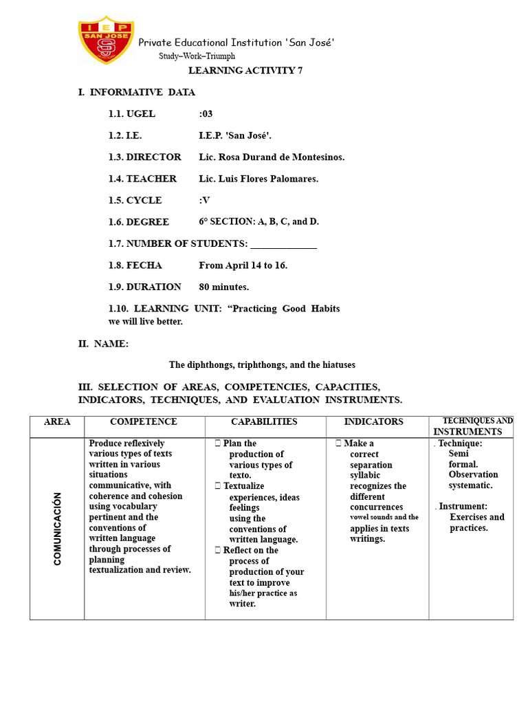 Diphthongs and Hiatuses Lesson Plan | PDF | Linguistics | Phonetics