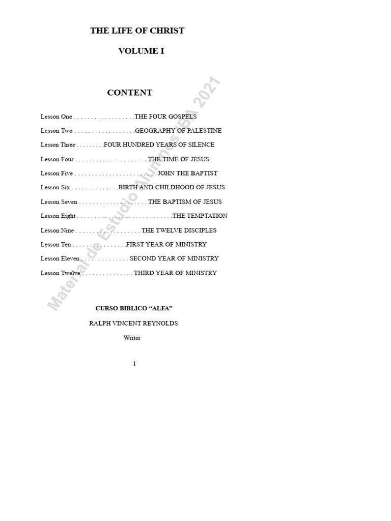 The Life of Christ - VOLUME 1 | PDF | Jesus | John The Baptist