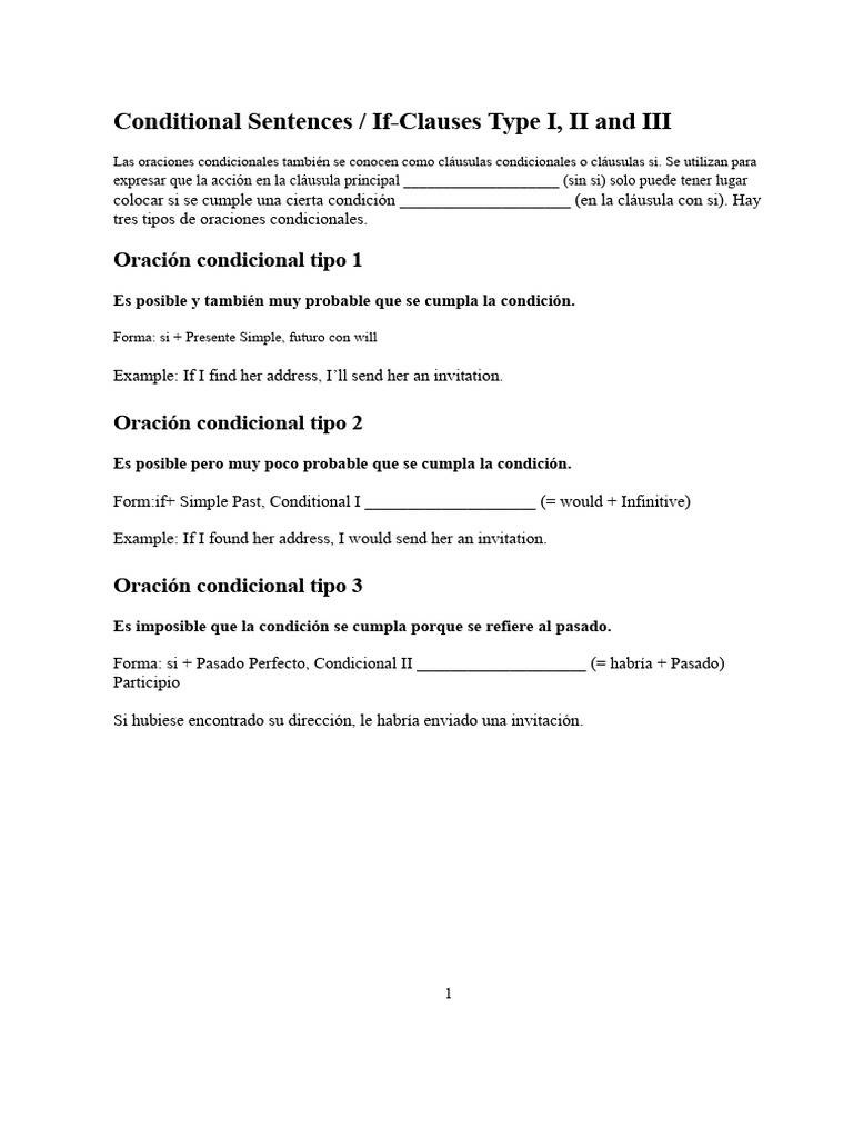 Oraciones Condicionales | PDF | Gramática | Lingüística