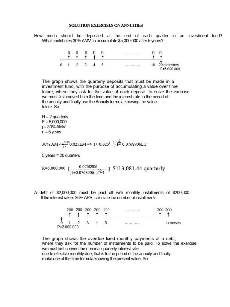 Solved Exercises Annuities | PDF | Present Value | Interest