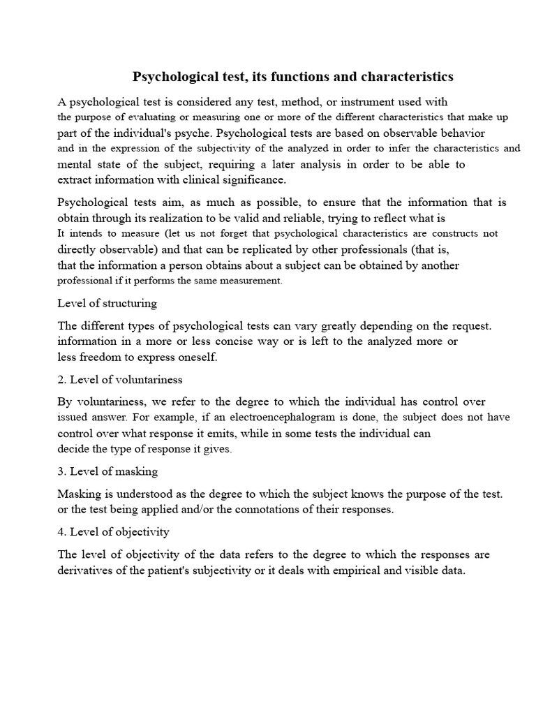 Psychological Test: Its Functions and Characteristics | PDF ...
