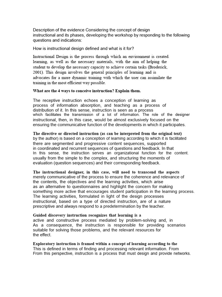 AA1-EV3. Workshop "Instructional Design As A Technique For Designing ...