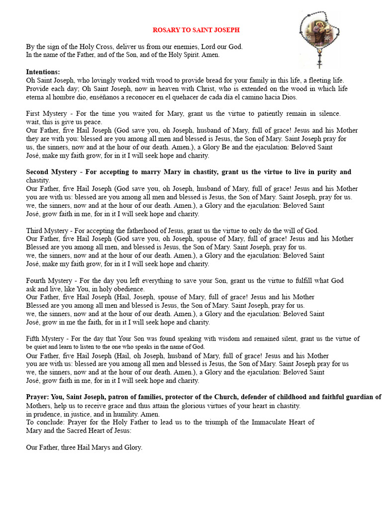 Rosary To Saint Joseph | PDF | Saint Joseph | Rosary