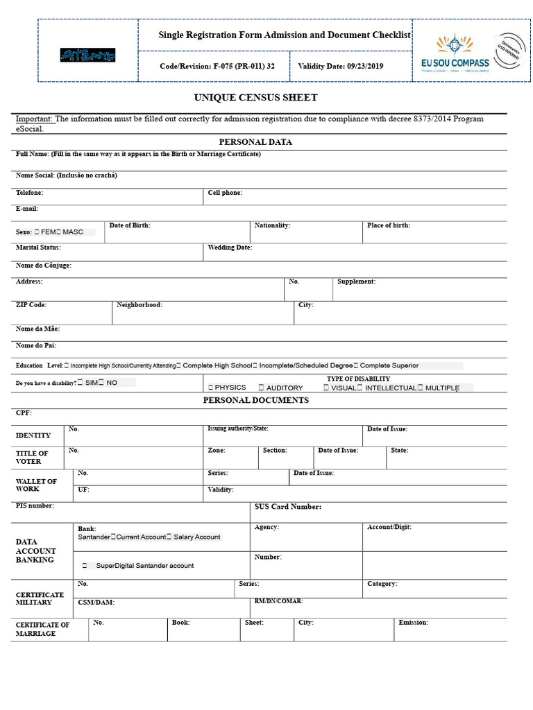 Unique Registration Form Admission - 12.03.2019 | PDF