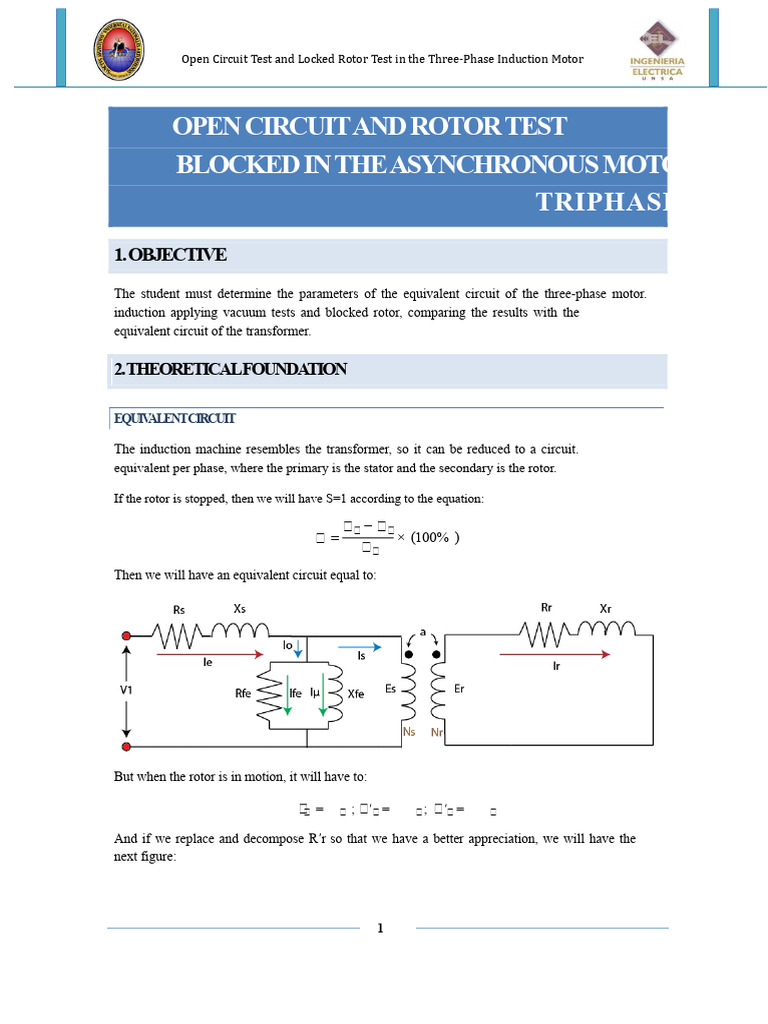 Locked Rotor Test in Induction Motors | PDF | Electric Motor ...