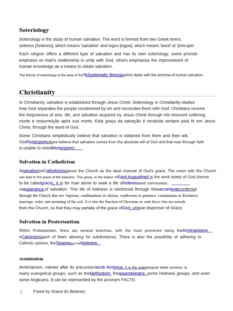 The Soteriological Positions | PDF | Arminianism | Grace In Christianity