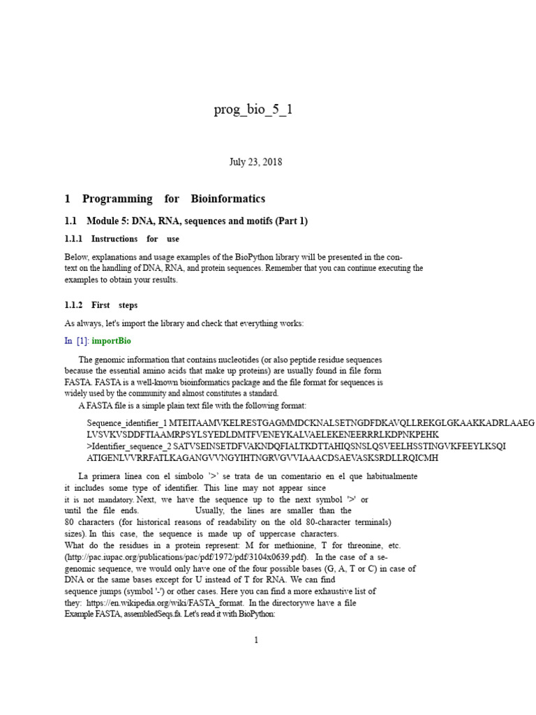 Bioinformatics Programming with BioPython | PDF | Nucleic Acid Sequence | Genetic Code
