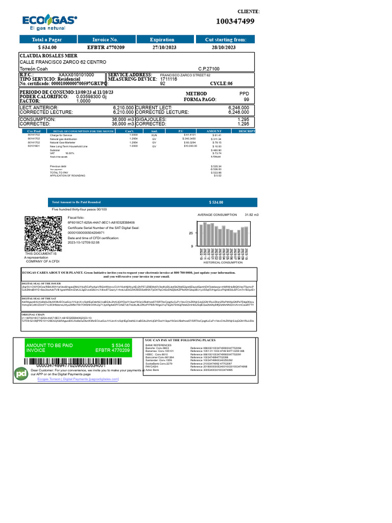 Gas Receipt Calla Oct | PDF