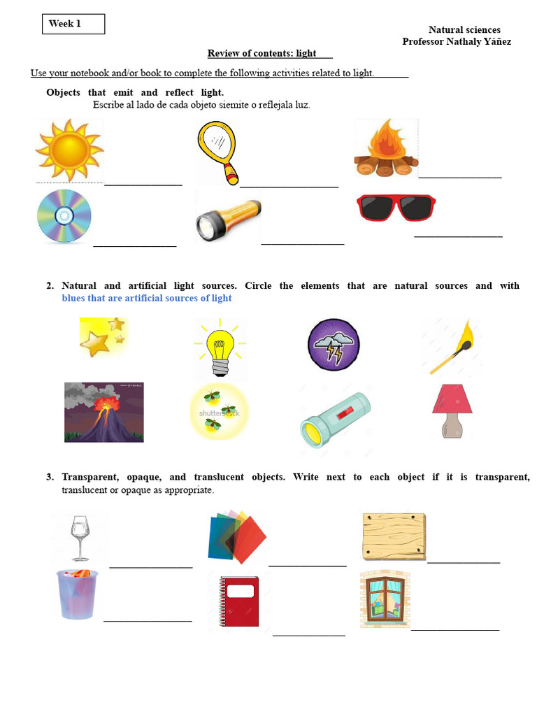 Natural Sciences: Light and Sound Activities | PDF | Sound | Light