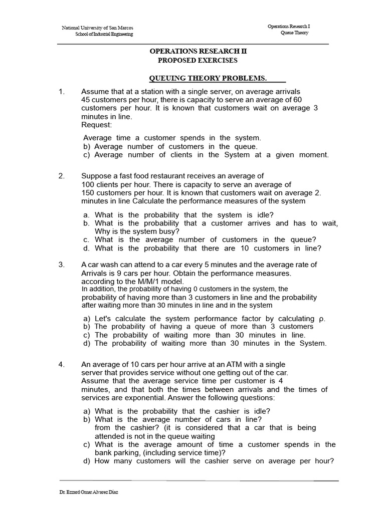 Queue Theory - Proposed PDF | PDF | Applied Mathematics