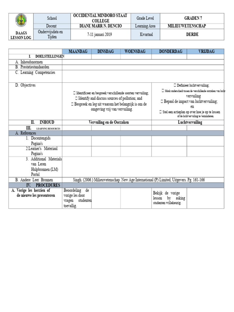 Daily Lesson Log 11 | PDF