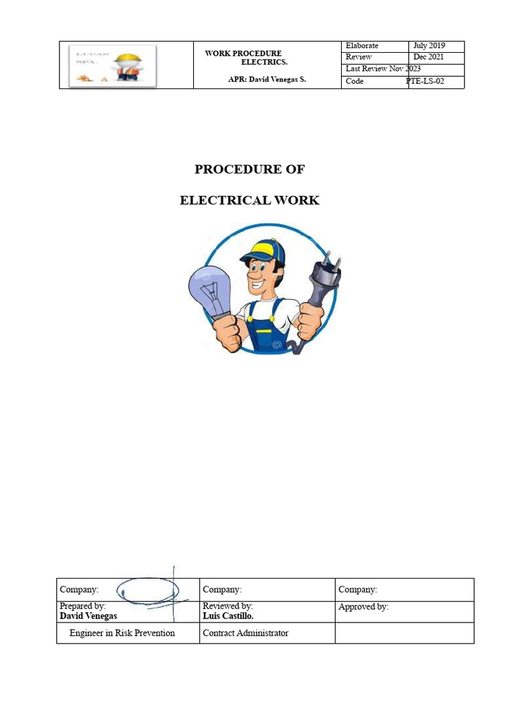 Electrical Work Safety Procedure Guide | PDF | Electricity | Electrical ...