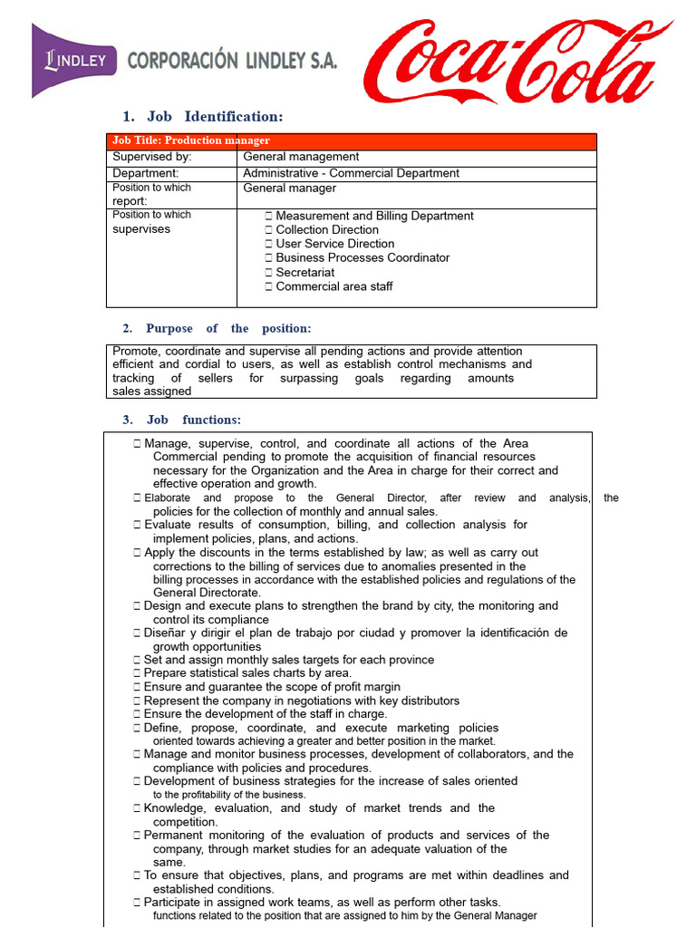 Commercial Manager Profile Coca-Cola | PDF | Sales | Leadership