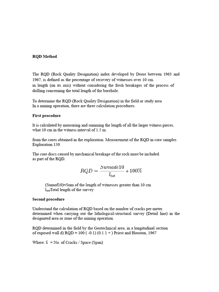 RQD Method | PDF | Applied And Interdisciplinary Physics