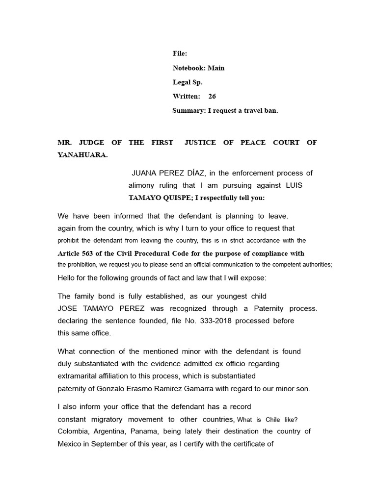 Request For Exit Impediment | PDF | Justice | Crime & Violence