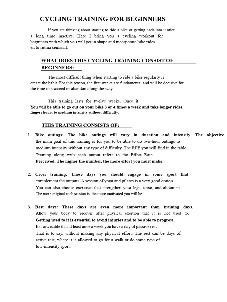 Beginner Cycling Training Plan | PDF