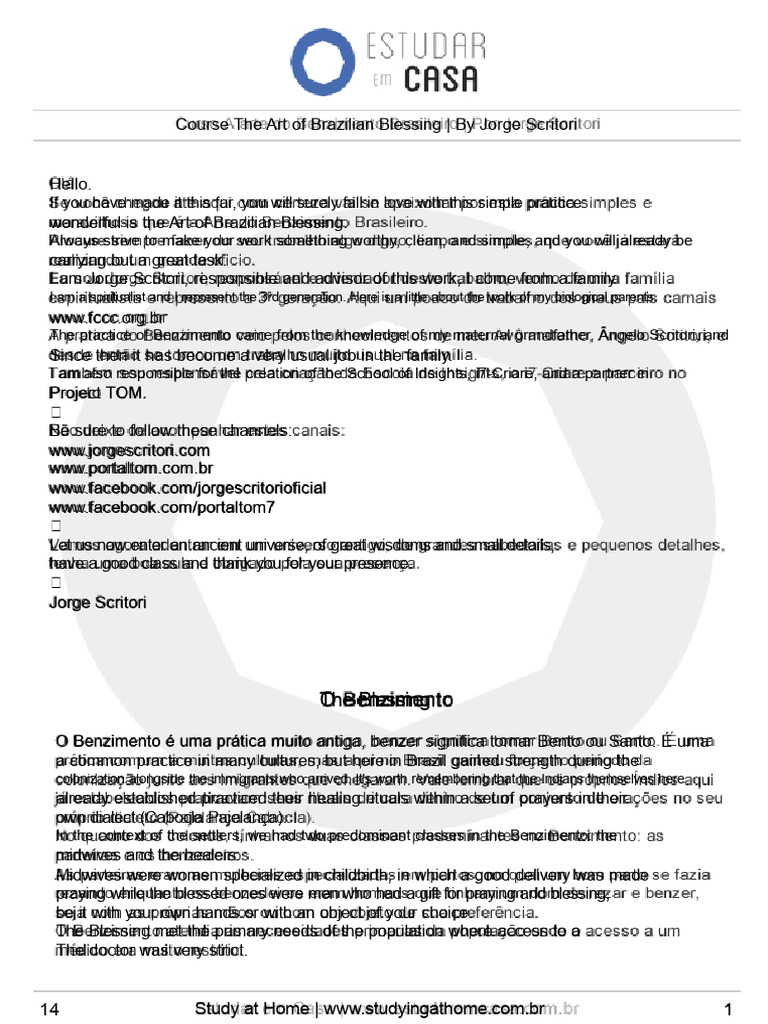 Brazilian Blessing Course Overview | PDF | Prayer | Jesus
