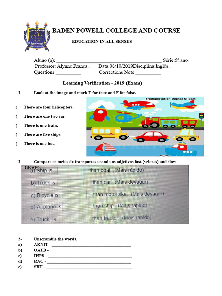 5th Grade English Test | PDF