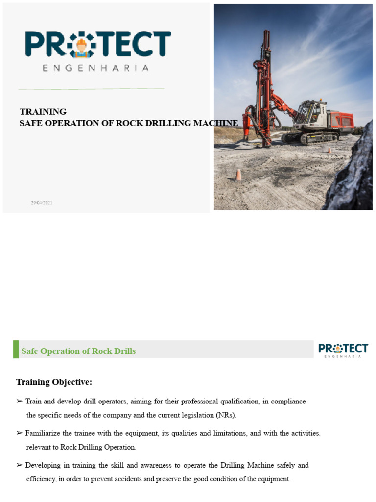 Safe Rock Drilling Machine Training | PDF | Drilling | Drill