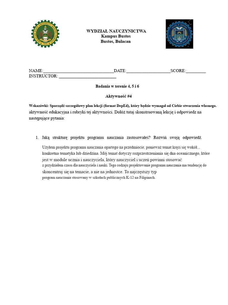 Przykładowy Przewodnik Po Programie Nauczania | PDF