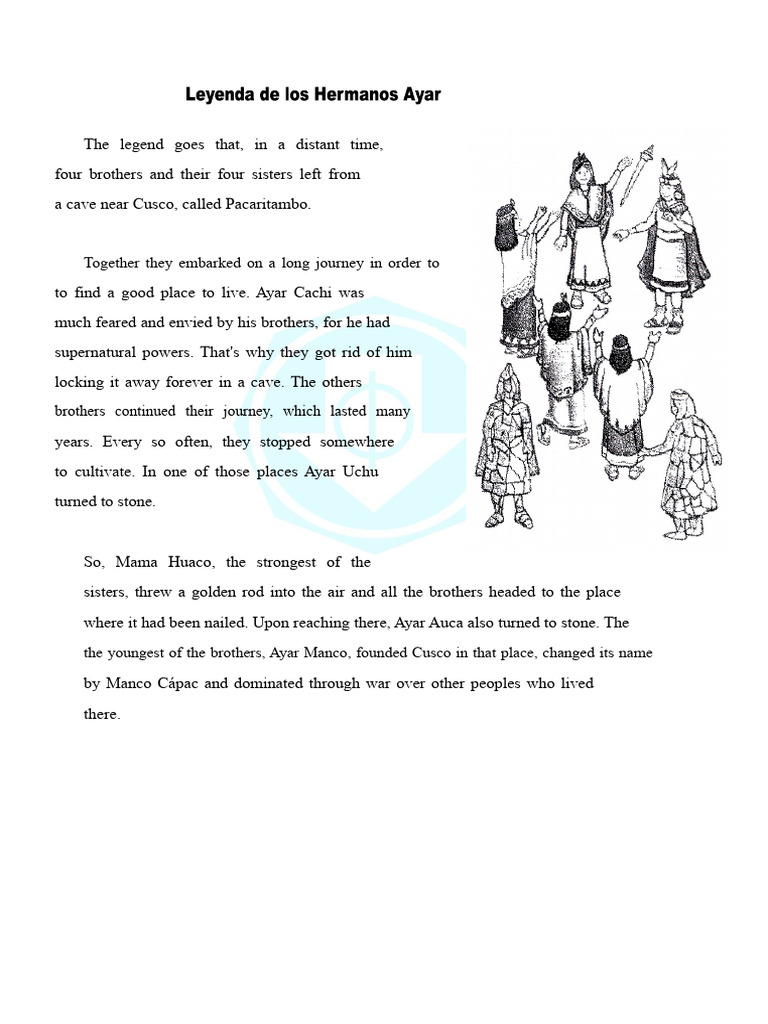 2°ficha de Leyenda de Los Hermanos Ayar For Second Grade | PDF