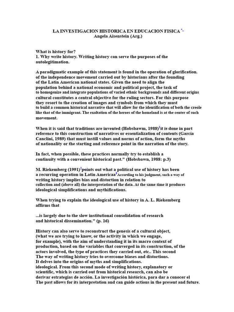 Historical Research in Physical Education | PDF | Experience ...