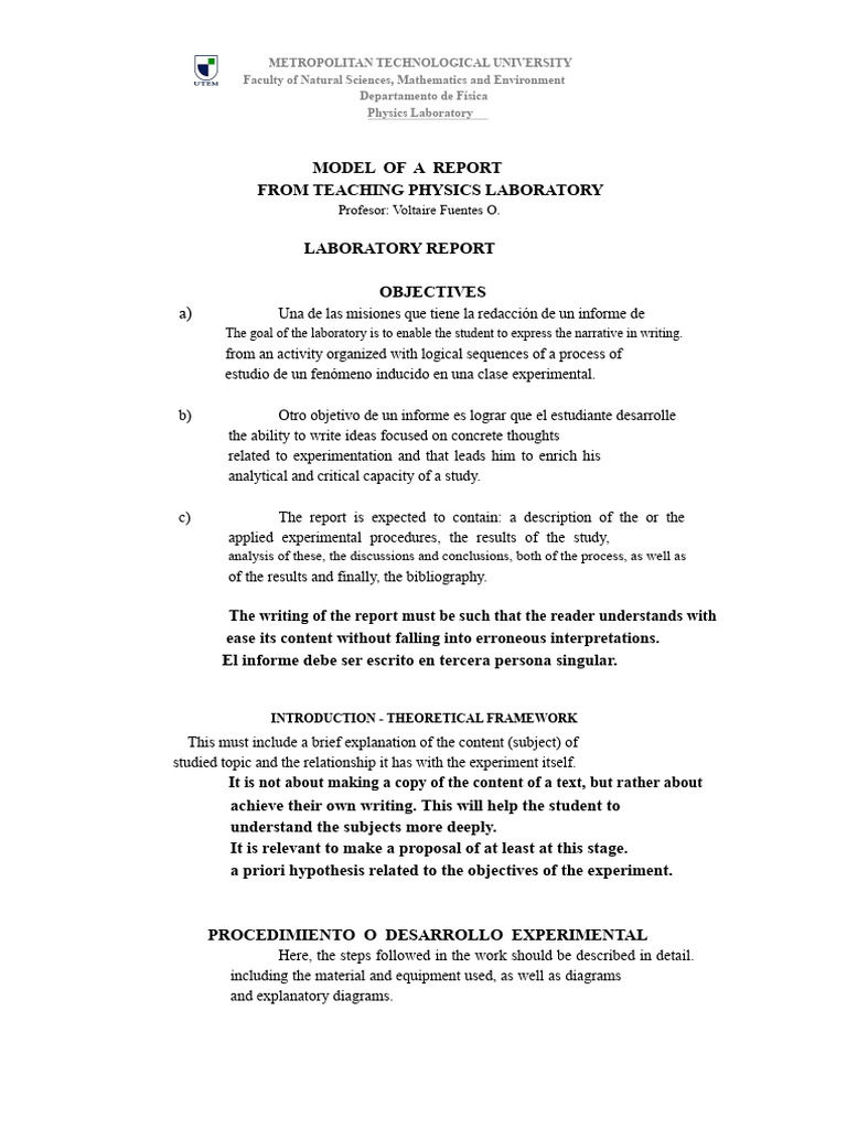 Physics Laboratory Report Guidelines | PDF | Experiment | Bibliography