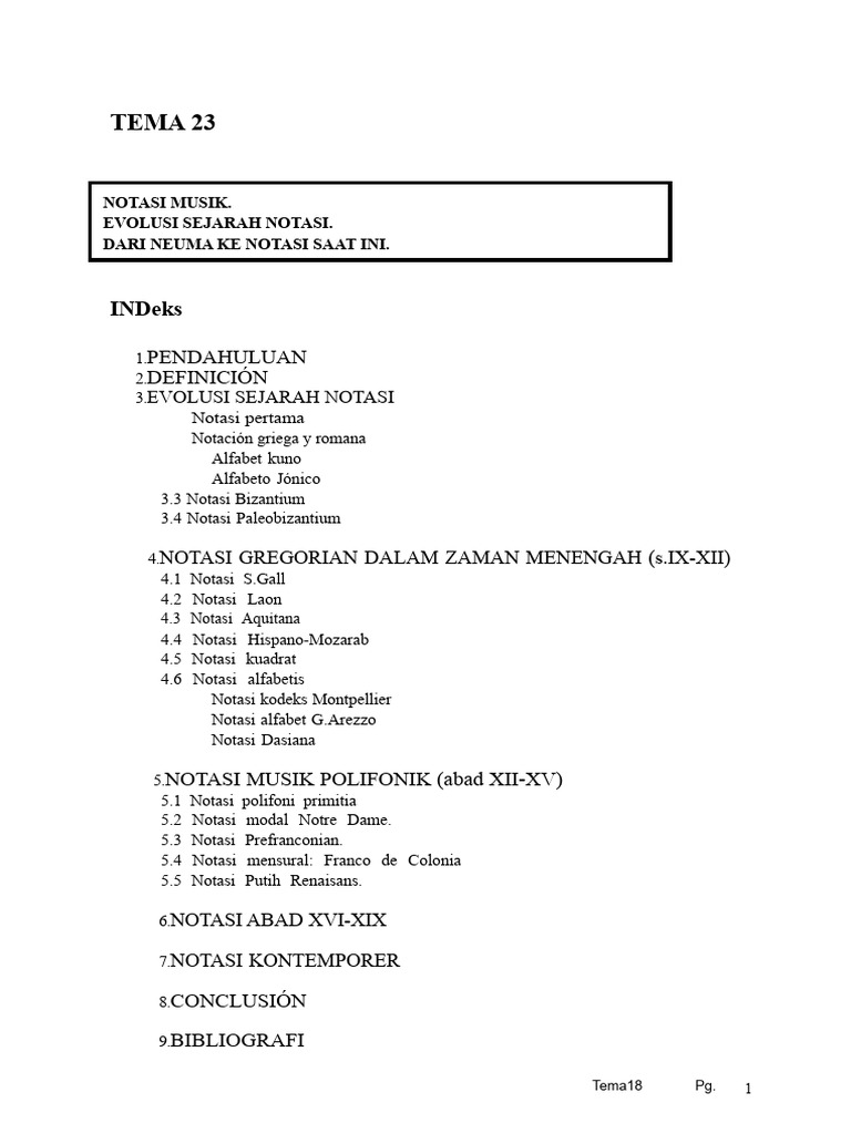 tema 23-notasi musik-evolusi sejarah | PDF