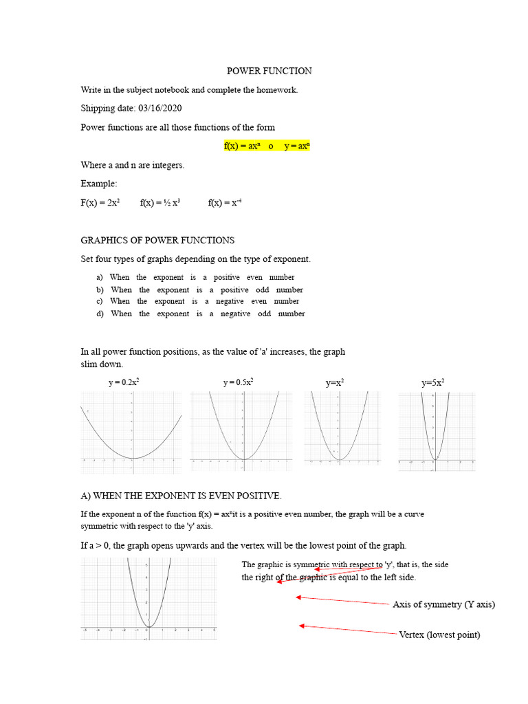 7 - 10mo - Power Function | PDF | Exponentiation | Function (Mathematics)