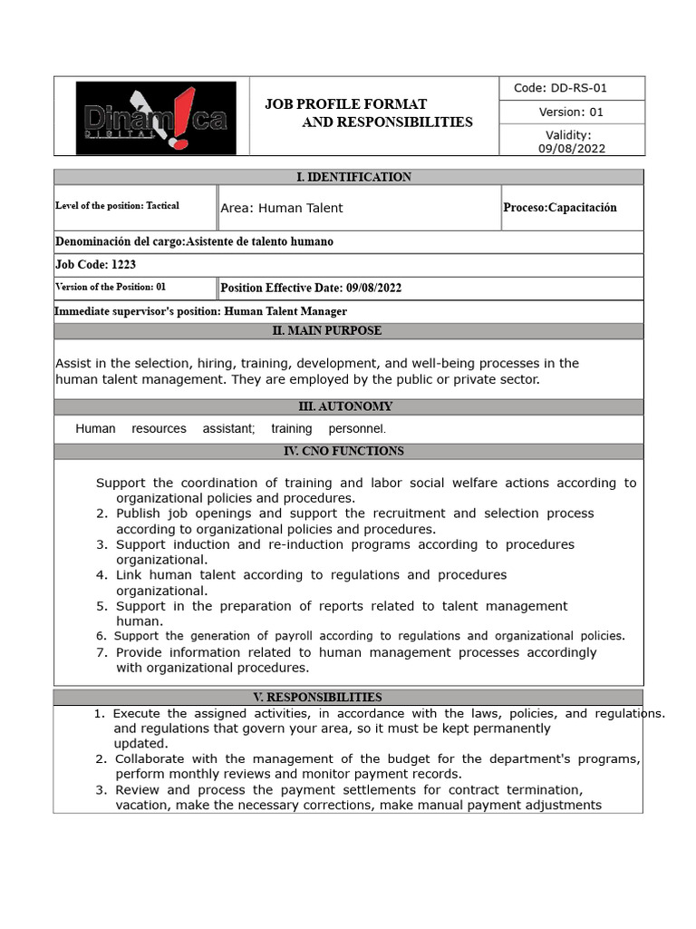 Job Profile | PDF | Talent Management | Employment