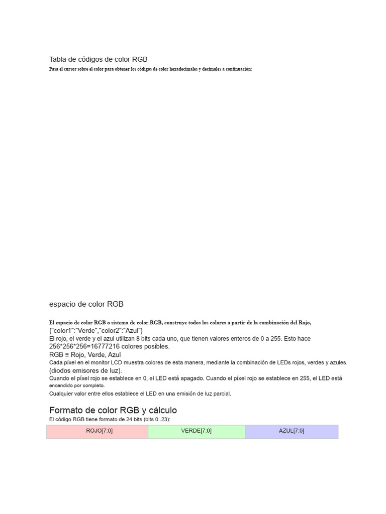 Códigos de Color RGB y Ejemplos | PDF | Modelo de color Rgb | Color