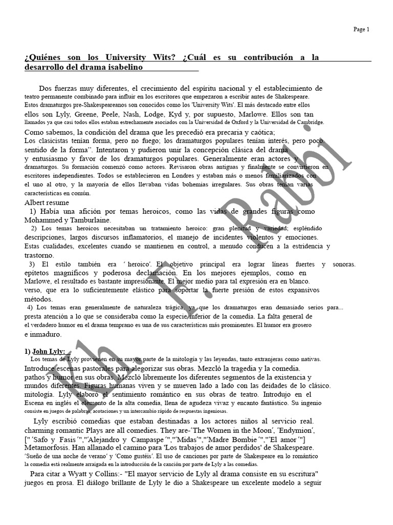 Los Wits de la Universidad | PDF | William Shakespeare | Christopher ...