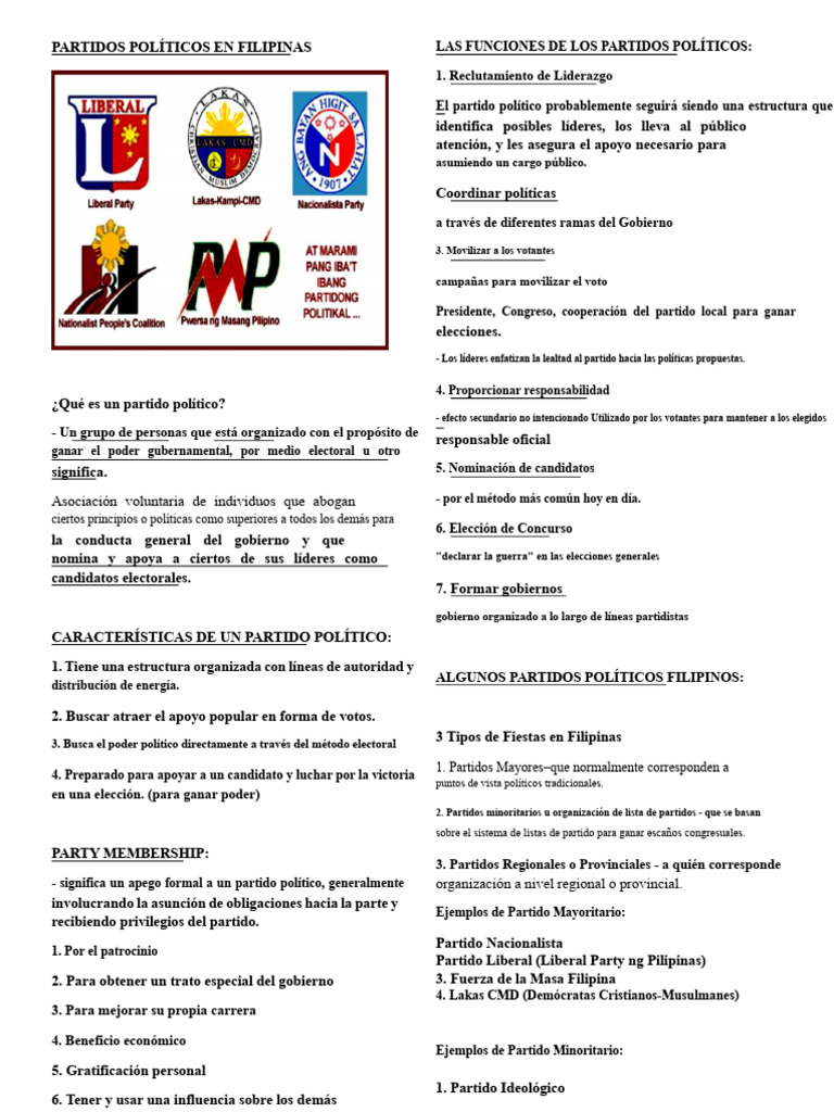 Partidos Políticos en Filipinas: Estructura y Funciones | PDF ...