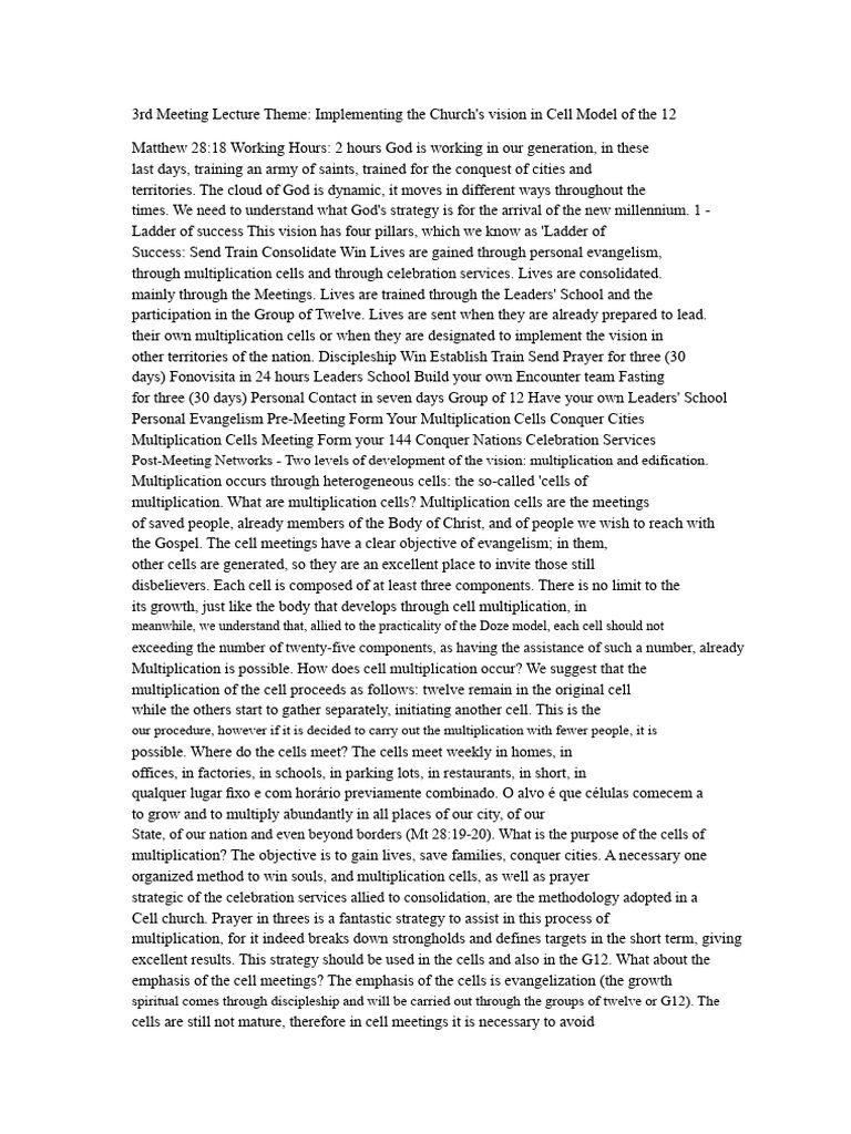 Lecture Meeting Topic Implementing the Church Vision in Cell Groups in the Model of the 12.docx ...