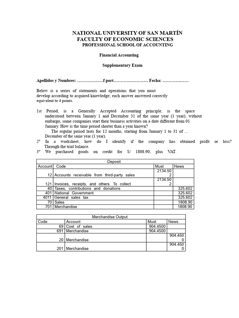 Substitute Exam - Developed | PDF | Accounts Payable | Receipt