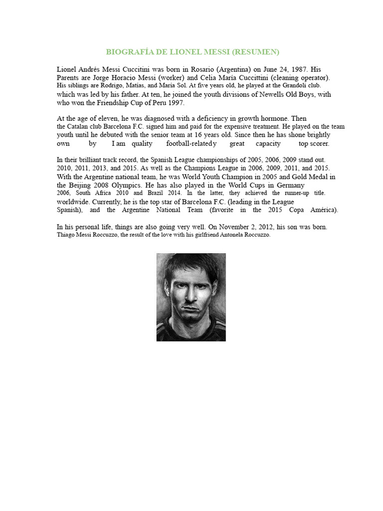 Biography of Lionel Messi | PDF