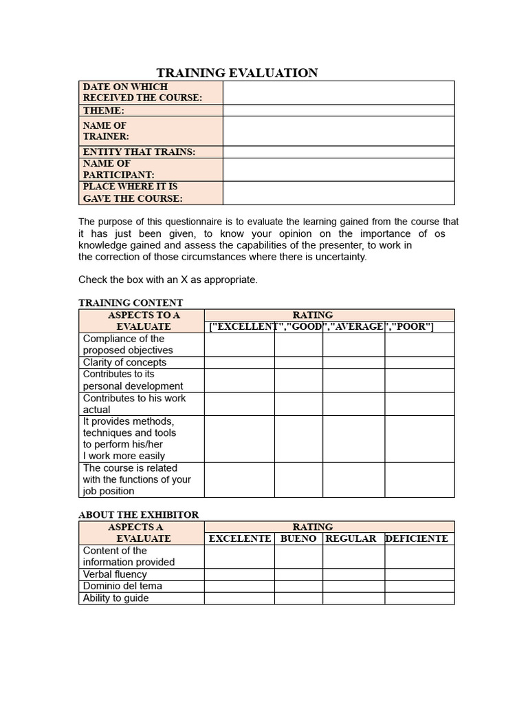 TRAINING EVALUATION | PDF