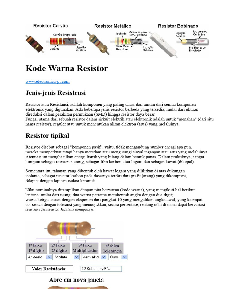 Kode Warna Resistor | PDF