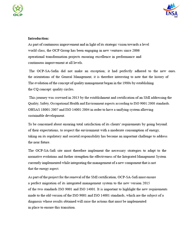 Internship Report - Final Year Project Asmaa BASSITOUN | PDF | Quality Management | Quality ...