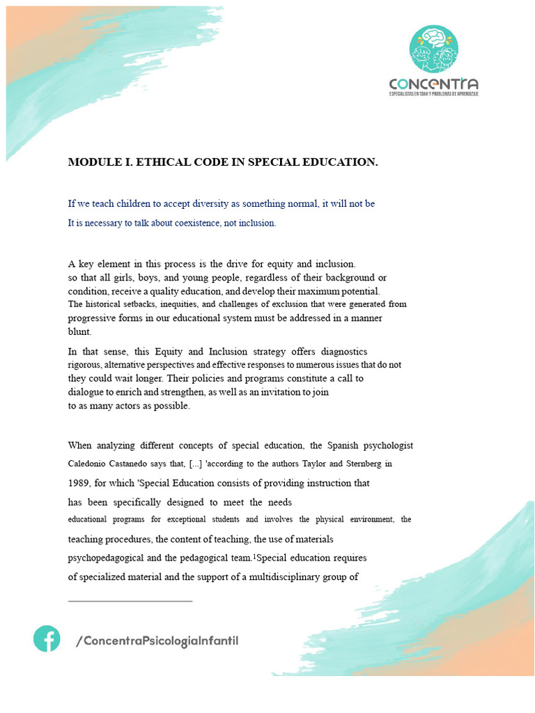 Module 1 Code of Ethics in Special Education | PDF | Special Education ...