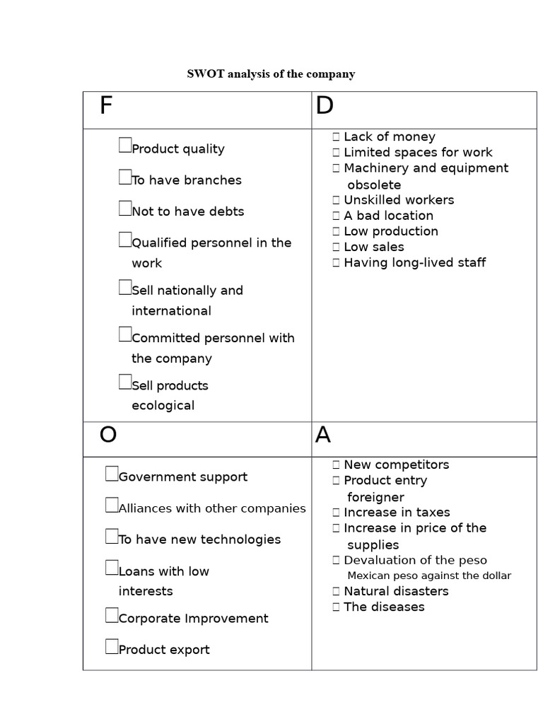 86164355-Swot Analysis of The Company | PDF | Sales | Reliability ...