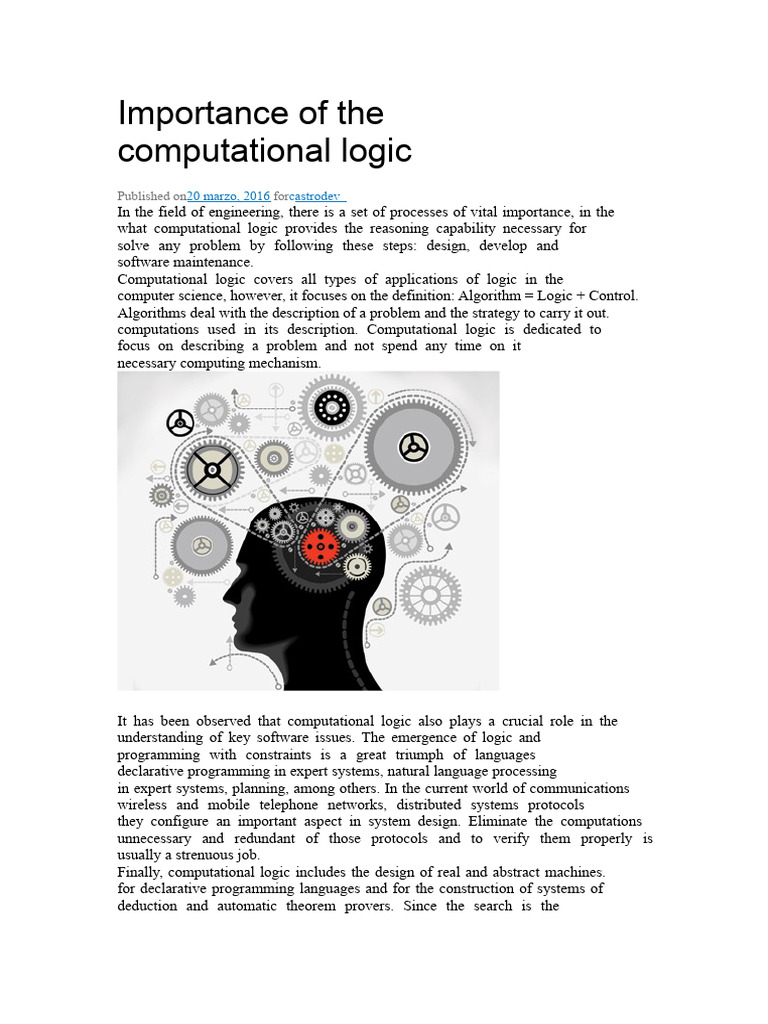 Importance of Computational Logic | PDF | Mathematical Logic | Computer ...